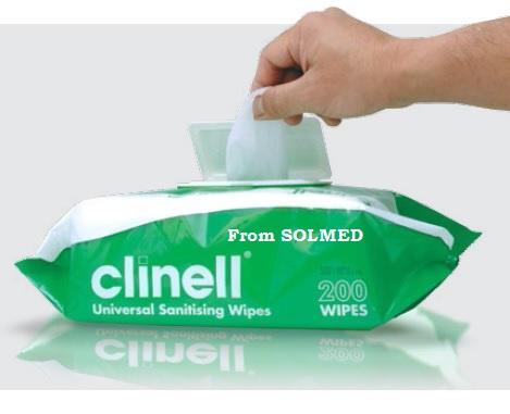 CLINELL UNIVERSAL SANITISING WIPES (PACK OF 200) – Solmed Medical Supplies